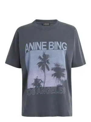 ANINE BING Cotton Palms Cade T-shirt - Black