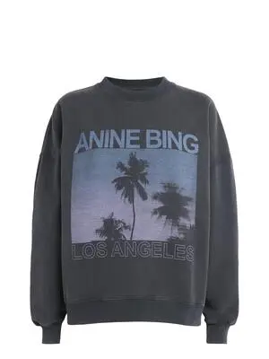 ANINE BING Los Angeles" Graphic Fleece Back Sweatshirt - Grey