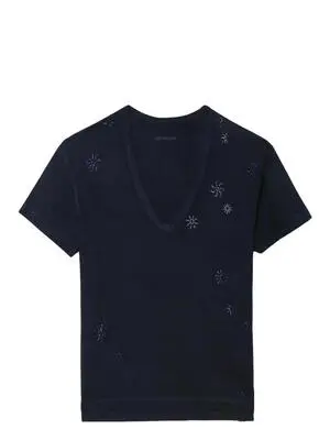 Zadig&Voltaire Zadig&Voltaire Marta Embellished V-Neck T-Shirt Blue