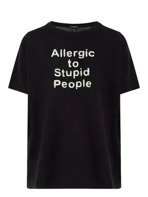 R13 Slogan Print Crewneck T-shirt - Black