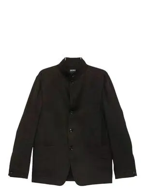 Zegna Mandarin Collar Buttoned Jacket - Brown