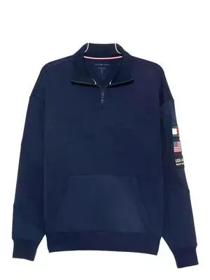 Tommy Hilfiger Logo Patch Quarter-zip Sweater - Blue