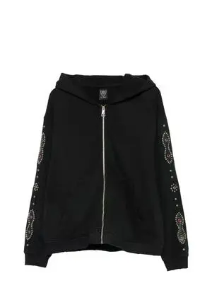 HTC LOS ANGELES Stud Embellished Zip-up Hoodie - Black