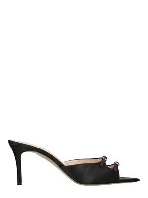 ANDREA WAZEN Carol Satin Heeled Mules 75 - Black