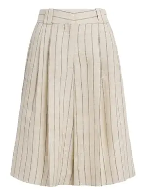 BLAZÉ MILANO Pinstripe Serene Husul Tailored Shorts - Beige