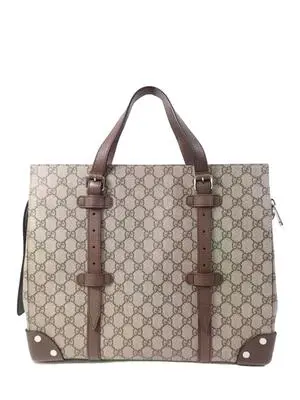 Gucci Gg Supreme Buckle-detail Tote Bag - Neutrals