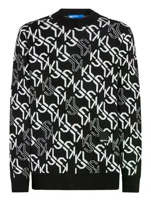 Karl Lagerfeld Monogram Pattern Sweater - Black