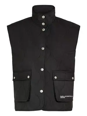 Karl Lagerfeld Quilted High Neck Vest - Black
