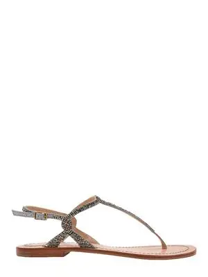 Malìparmi MALIPARMI Embellished Beaded Leather Sandals Silver