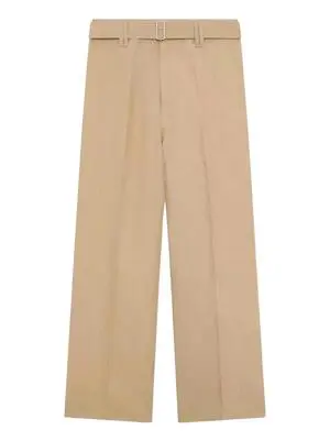 LARDINI Belted Flat-front Trousers In Beige - Neutrals