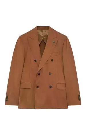 LARDINI Double-breasted Peak-lapel Jacket - Brown
