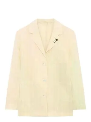LARDINI Striped Linen Blazer - Neutrals