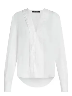 Karl Lagerfeld V-neck Blouse With Pleated Detail - White