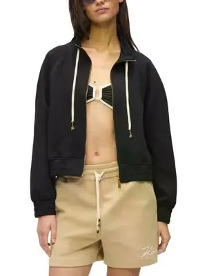 Karl Lagerfeld Logo Detail Zip-up Sweatshirt - Black