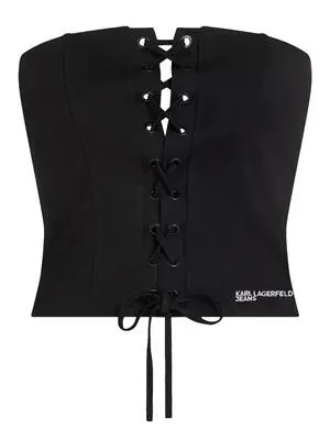 Karl Lagerfeld Lace-up Detail Top - Black