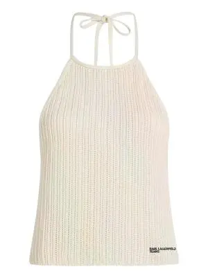 Karl Lagerfeld Halter Neck Top - Neutrals