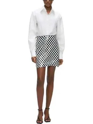 Karl Lagerfeld Checkerboard Sequin Mini Skirt - White