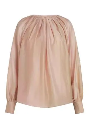 Karl Lagerfeld Gathered-neck Long-sleeve Blouse - Pink