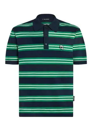 Karl Lagerfeld Ikon-patch Striped Polo Shirt - Blue