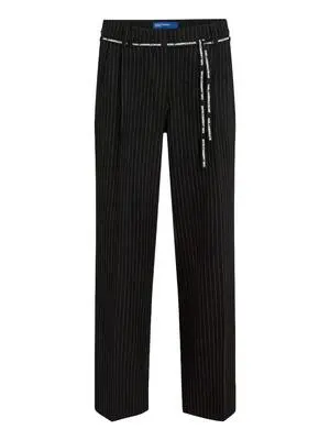 Karl Lagerfeld Pinstripe Logo-tape Wide-leg Trousers - Black