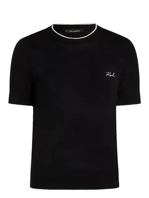 Karl Lagerfeld Merino Wool T-shirt - Black