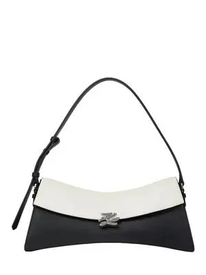 Karl Lagerfeld Autograph Leather Shoulder Bag - Black
