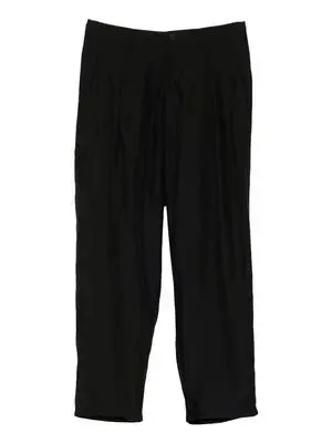 Yohji Yamamoto Tucked Silk Trousers - Black