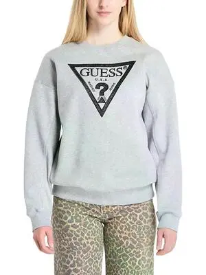 Guess Logo Embellished Sweatshirt Grey