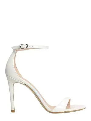 STUART WEITZMAN Leather Ankle-strap Stiletto Sandals - White