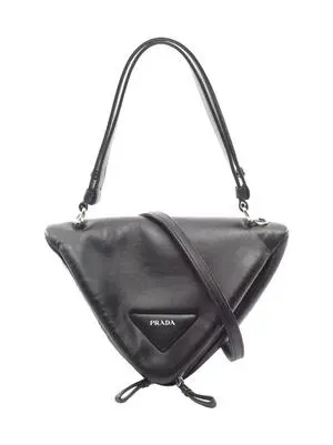 Prada Leather Triangle Shoulder Bag - Black