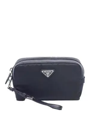 Prada Re-nylon Logo Plaque Pouch - Black