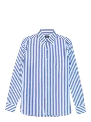 TRUZZI Vertical-stripe Button-down Shirt - Blue