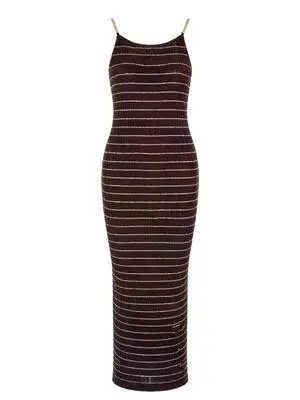 Elisabetta Franchi Stripe Pattern Chain-strap Maxi Dress - Brown