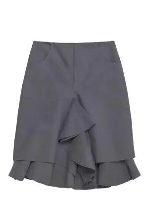 FIDAN NOVRUZOVA Ruffled Frayed Skirt - Grey
