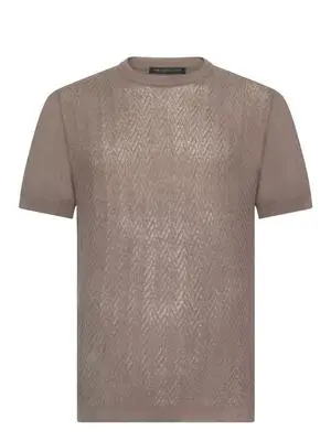LOW BRAND Chevron-knit T-shirt - Neutrals