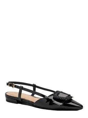 FRAU Patent Leather Pumps With Raffia Detail - Black