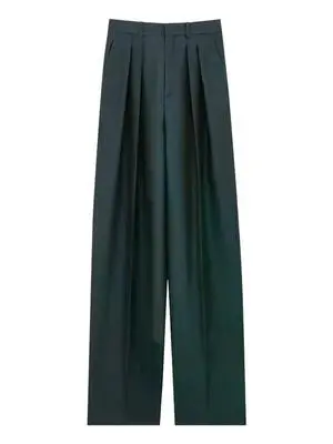 Saint Laurent Pleated Wide-leg Trousers - Green