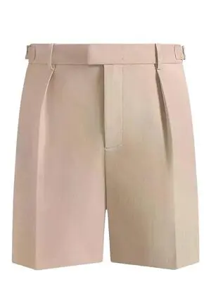 Manière De Voir Tailored Pleated Shorts With Signature Plaque - Neutrals