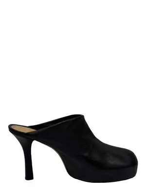 Bottega Veneta Leather Platform Stiletto Mules - Black