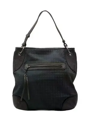Bottega Veneta Intrecciato Canvas And Leather Hobo Bag - Blue