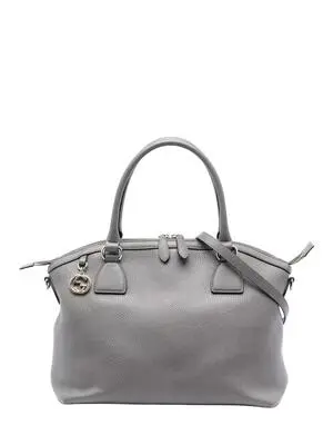 Gucci Leather Gg Charm Dome Satchel - Grey