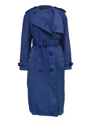 Burberry Collarless Double-breasted Trench Coat - Blue