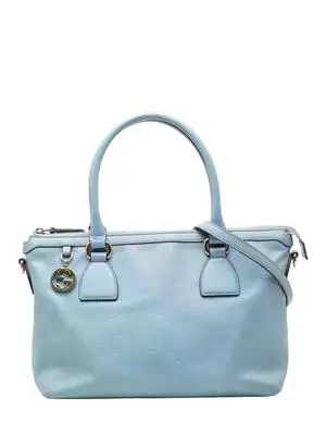 Gucci Calfskin Gg Charm Satchel - Blue