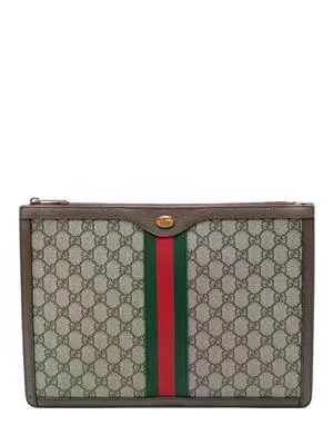 Gucci Gg Supreme Ophidia Clutch Bag - Neutrals