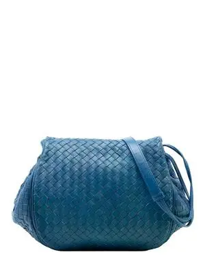 Bottega Veneta 2012-2026 Nappa Intrecciato Flap Crossbody Bag - Blue