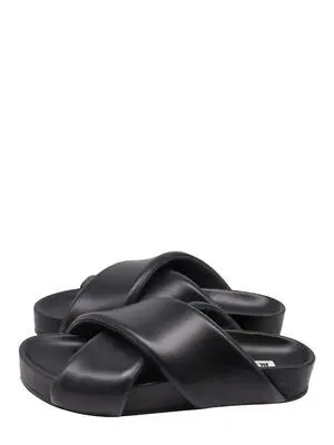 JIL SANDER Padded Cross-strap Flat Sandals - Black