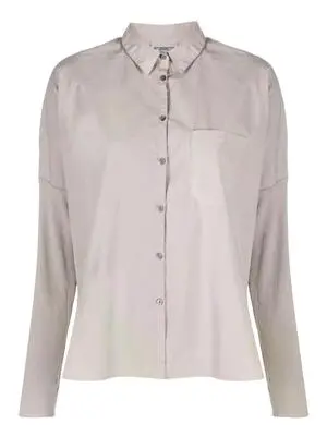 Kristensen Du Nord Long Sleeve Stretch Cotton Shirt - Grey
