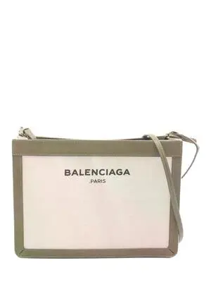 Balenciaga 2000s Leather-trimmed Canvas Crossbody Bag - Neutrals