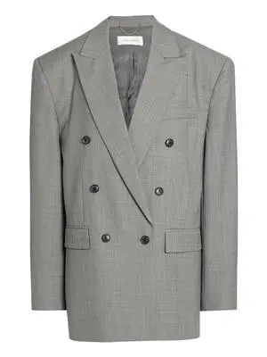 Ronny Kobo Ronny Kobo 1988 Double-Breasted Wool-Blend Blazer Gray