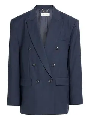 Ronny Kobo Ronny Kobo 1988 Double-Breasted Wool-Blend Blazer Navy